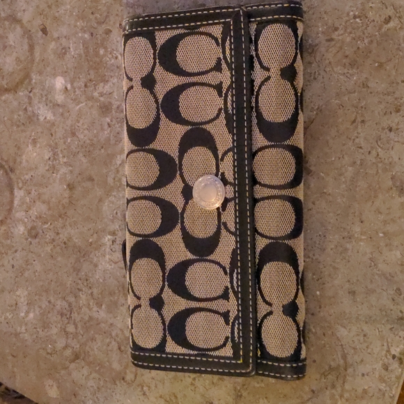 Coach | Bags | Coach Print Wallet Black And Grey | Poshmark